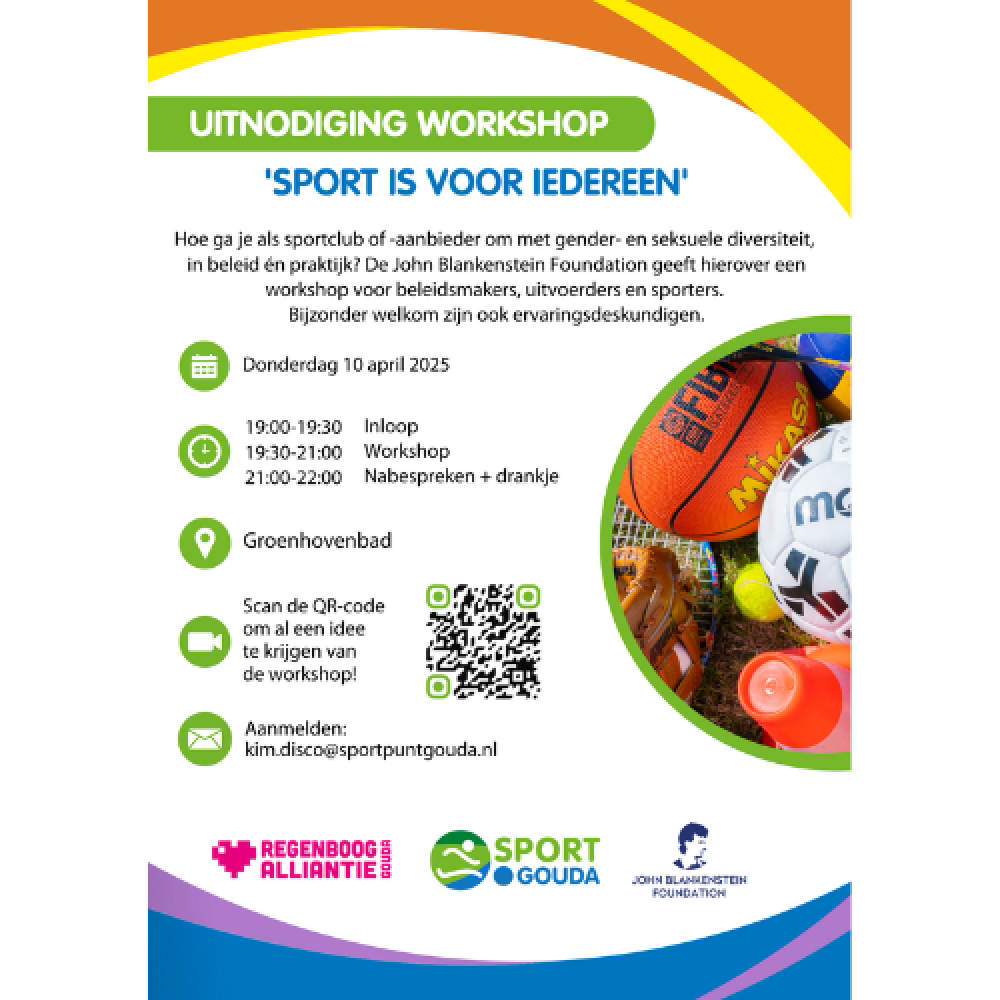 Uitnodiging workshop 'Sport is voor iedereen' 10 april 2025 - SPORT•GOUDA